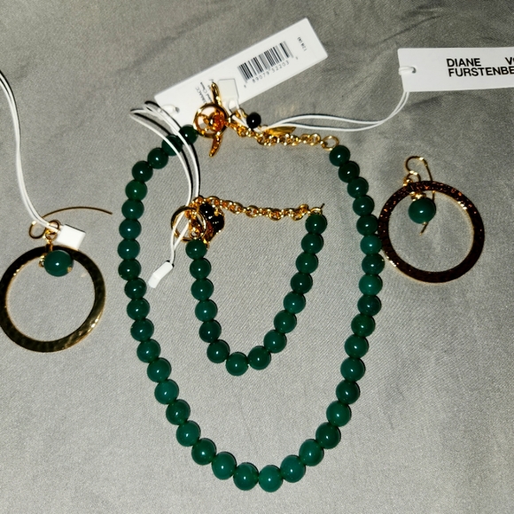 Diane Von Furstenberg | Jewelry | Dvf Jade Pearl Jewelry Set | Poshmark